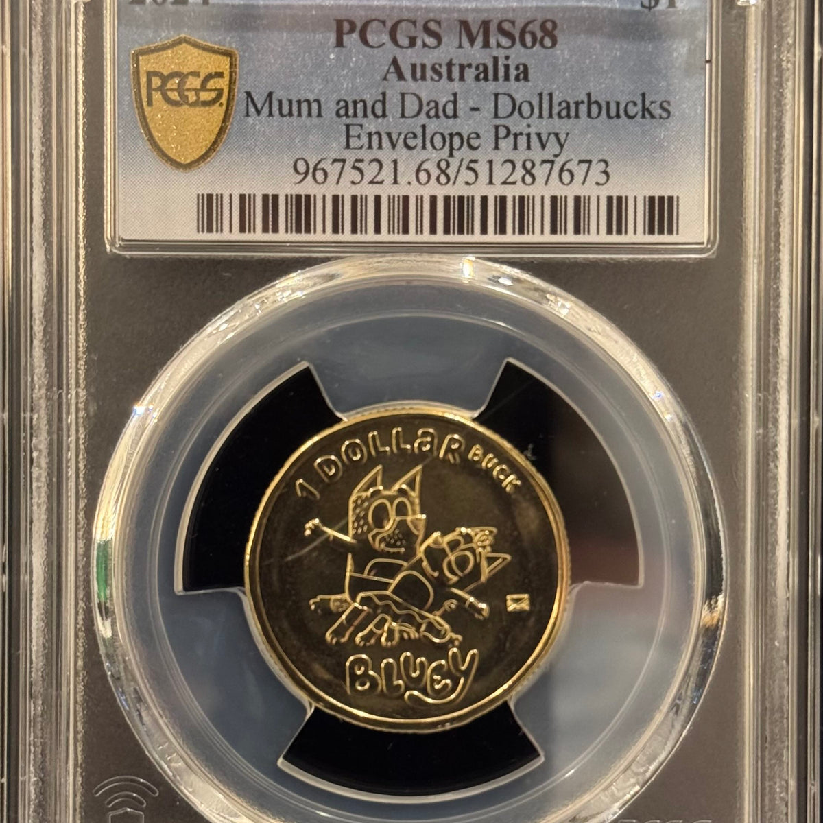 Royal Australian Mint 2024 $1 Mum and Dad Envelope Privy PCGS MS68 – My Collectables