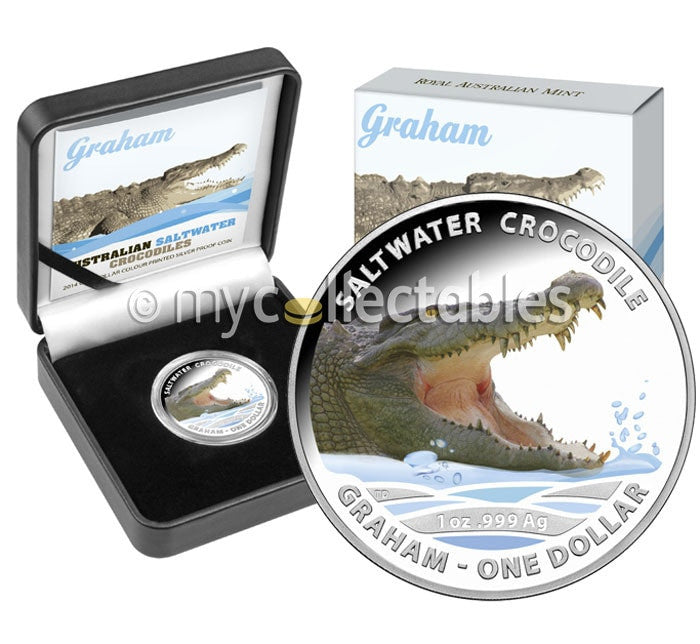 2014 $1 Silver Colour Printed Proof Coin-Australian Saltwater Crocodiles-Graham – My Collectables