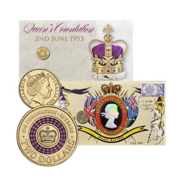 The Coronation of Queen Elizabeth II PNC WITH 1953 Coronation Stamps ...
