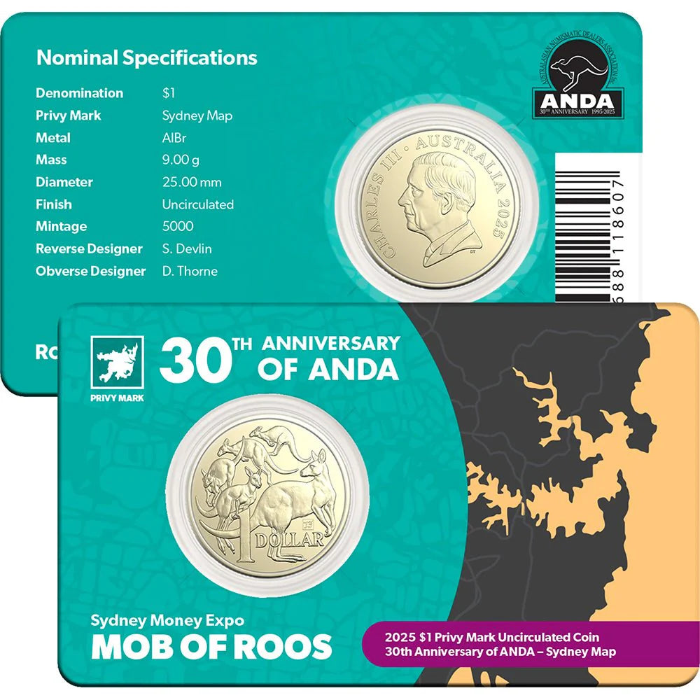 Royal Australian Mint 2025 $1 30th Anniversary of ANDA Sydney Money Ex ...
