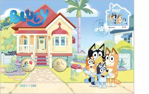 Royal Australian Mint 2024 Bluey Limited Edition Coloured 2 Coin $1 PN ...