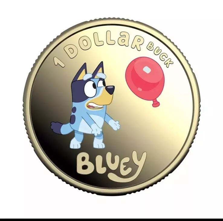 Royal Australian Mint 10 Coin Bluey Set with Coloured Bluey Buck $1 Co ...