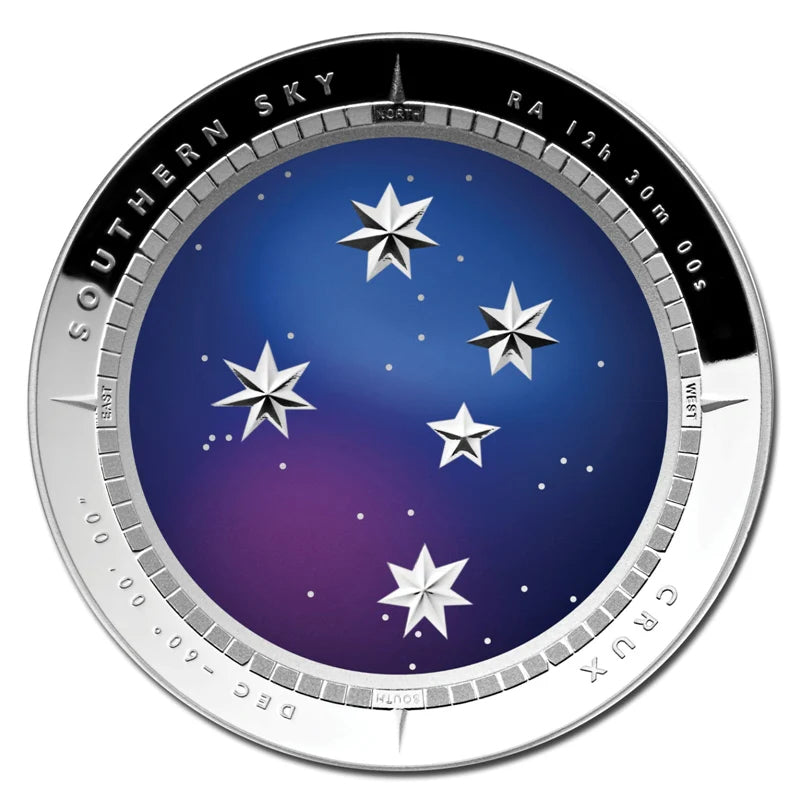 2014 $5 Silver Proof Colour Printed Domed Coin - Southern Sky Orion ...