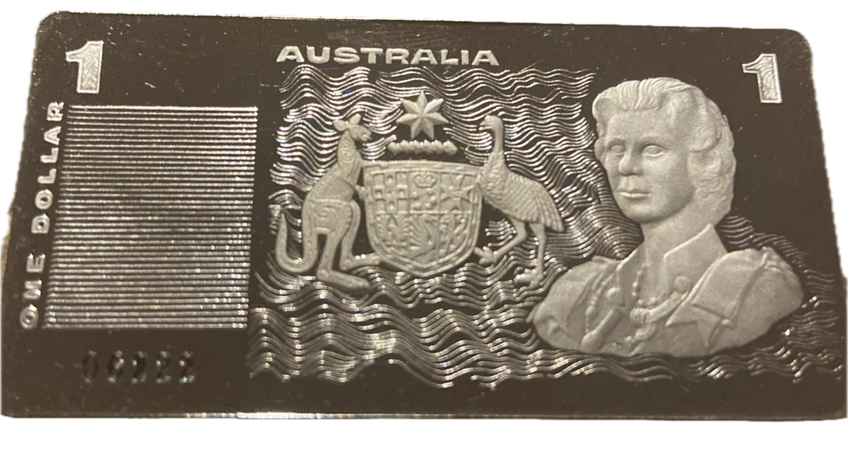 Royal Australian Mint 1990 $1 Dollar Plaque Silver - 1.2 oz ASW - Proo ...