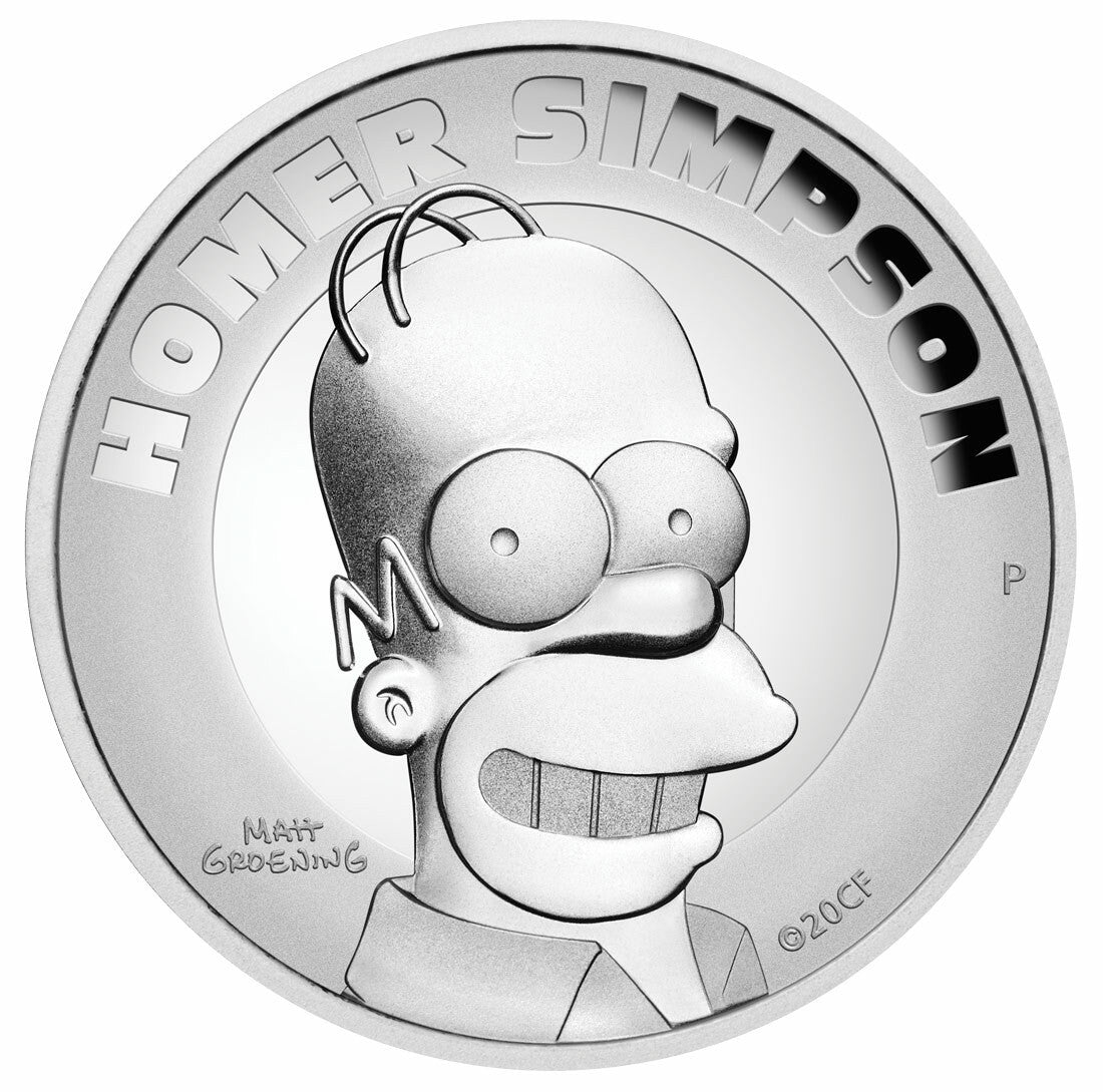2021 2oz Silver Proof High Relief Coin - Homer Simpson – My Collectables