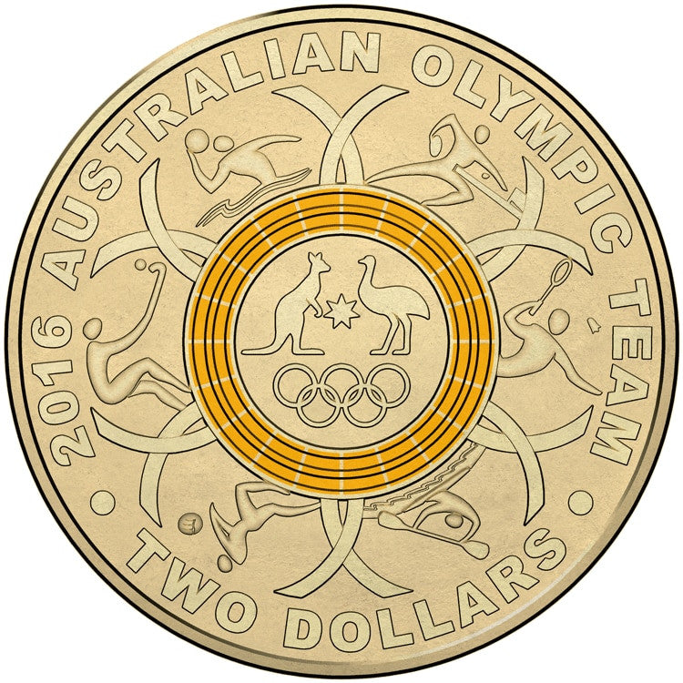 2016 $2 Coloured Coin - Australian Olympic Team - YELLOW – My Collectables