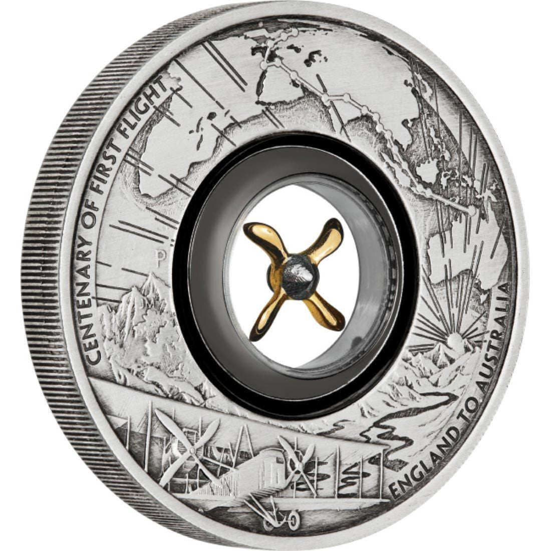 2019 2oz Silver Antiqued Coin - 100th Anniversary of the First Flight ...
