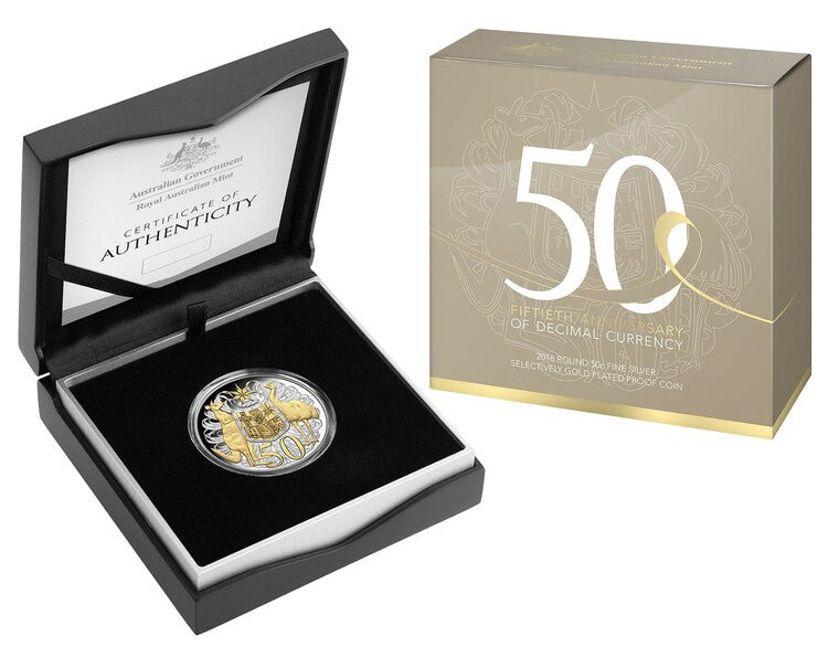 2016 Round 50c Fine Silver Selectively Gold Plated Coin - 50th ...