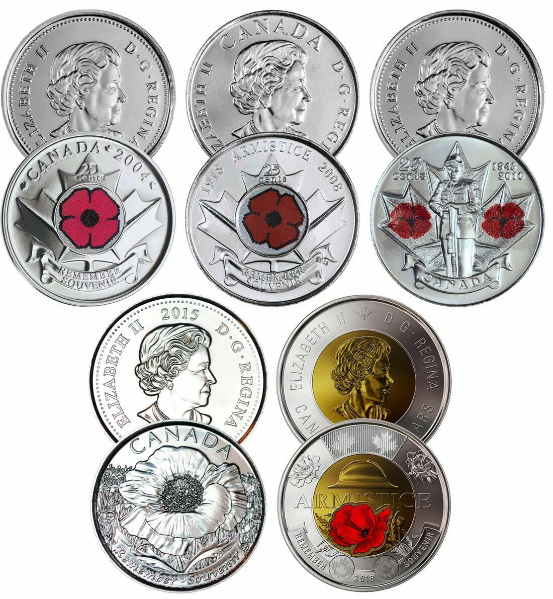 Canadian Remembrance Day Poppy Coins Set of 5 – My Collectables