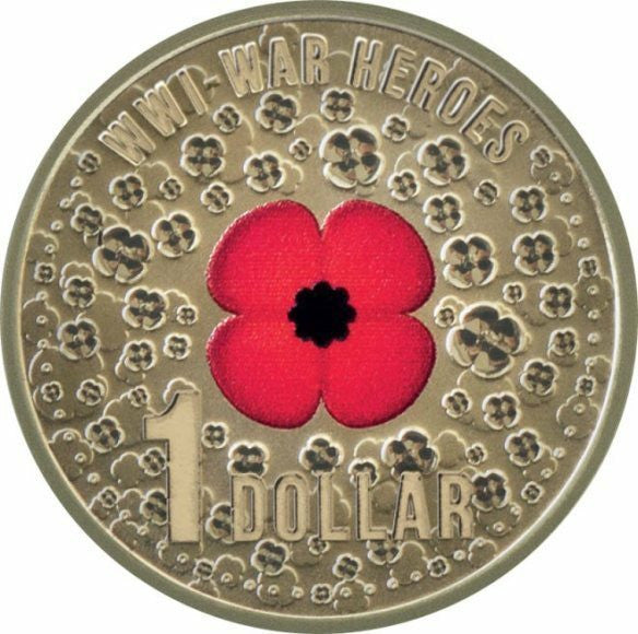 2015 $1 WWI War Heroes Colour Poppy Coin – My Collectables