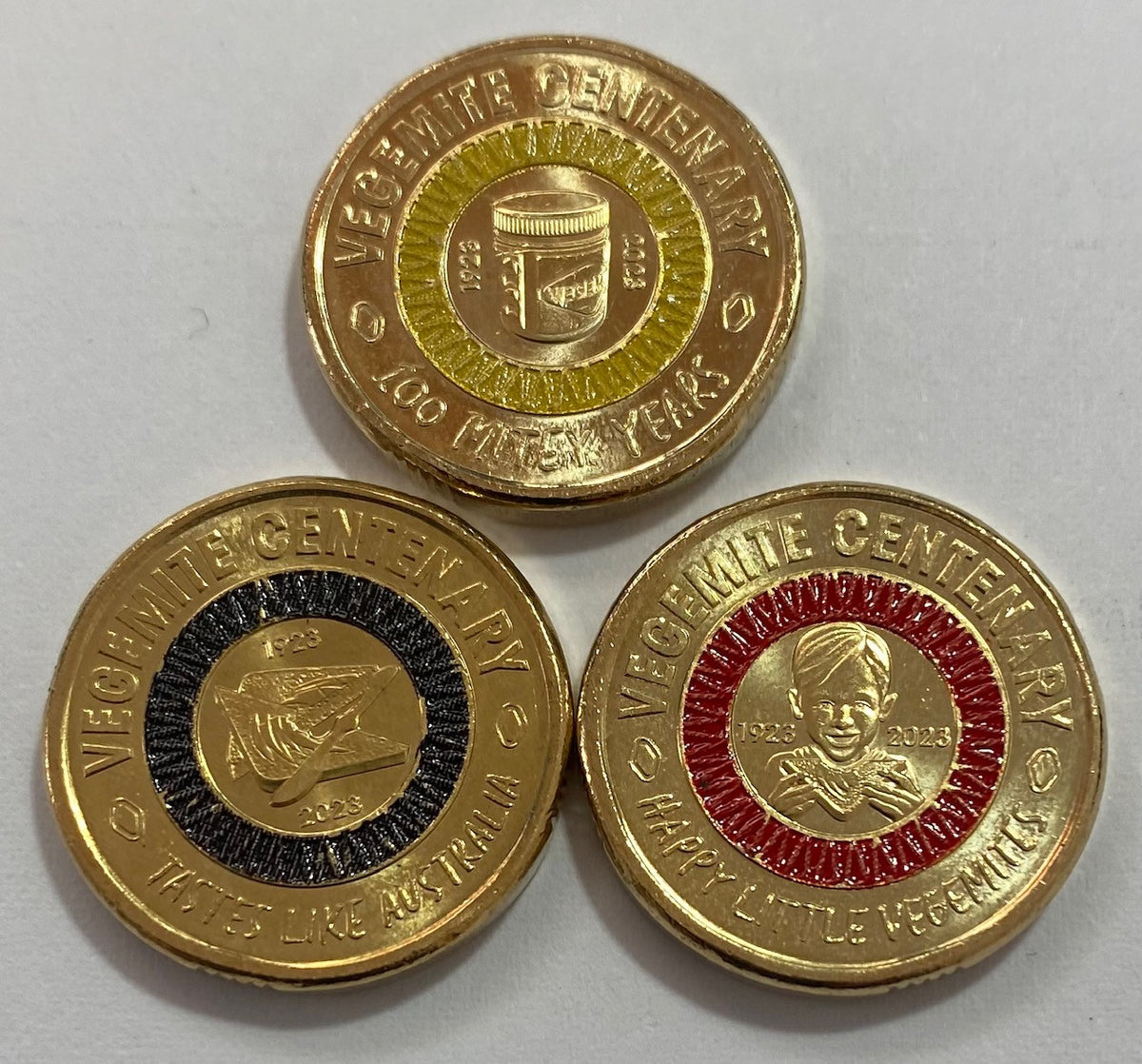 $2 Coins Set of 3 Centenary of Vegemite Yellow Black and Red 2023 UNC ...