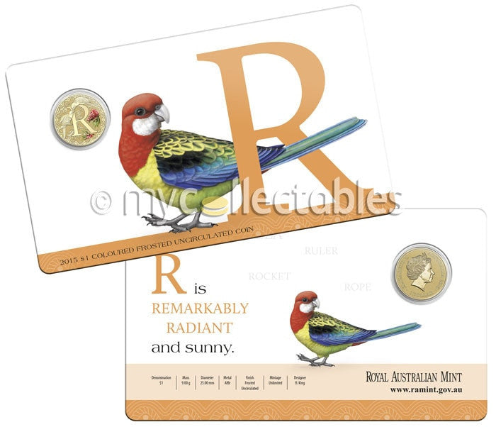 2015 $1 Colour Printed Frosted Uncirculated Alphabet Collection Letter ...