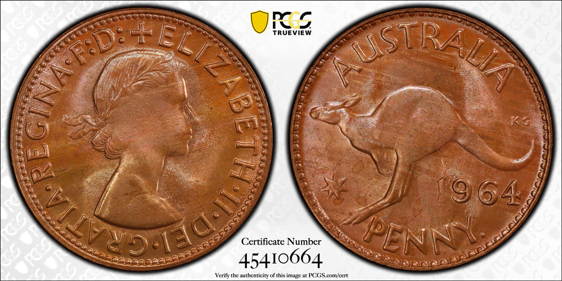 1964 Y. (p) Australia Penny PCGS Graded MS65RB – My Collectables