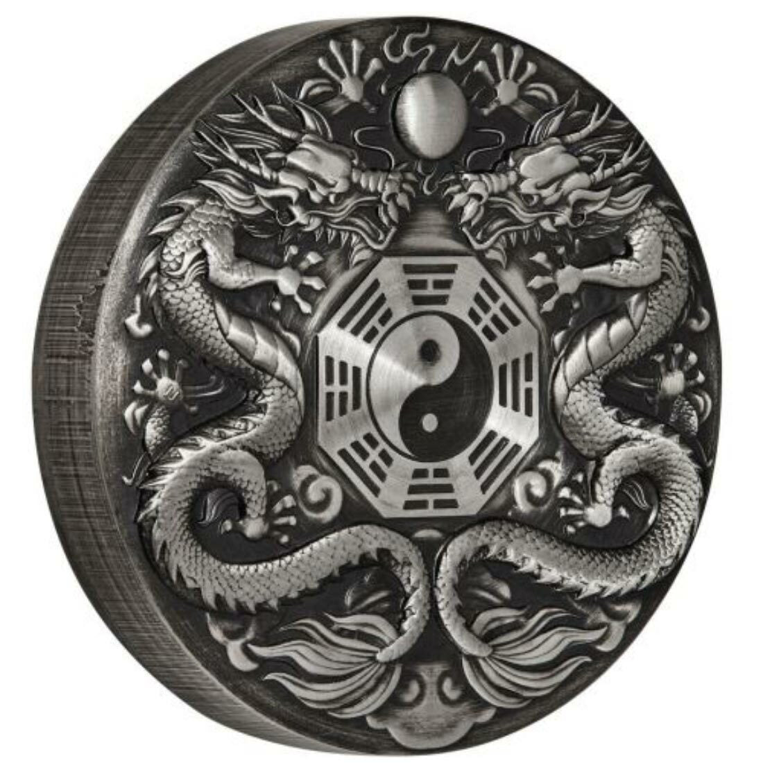 2019 Double Dragon 2oz Silver Antiqued Coin – My Collectables
