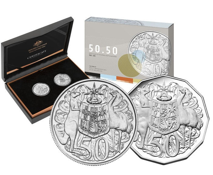 2015 50.50 Two Coin Set - 50th Anniversary of the Royal Australia Mint ...