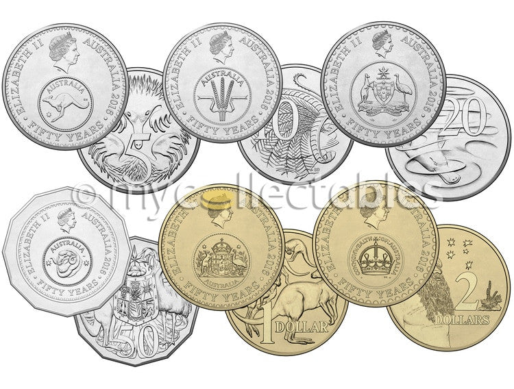 2016 50th Anniversary of Decimal Currency - 5c, 10c, 20c, 50c, $1, $2 ...
