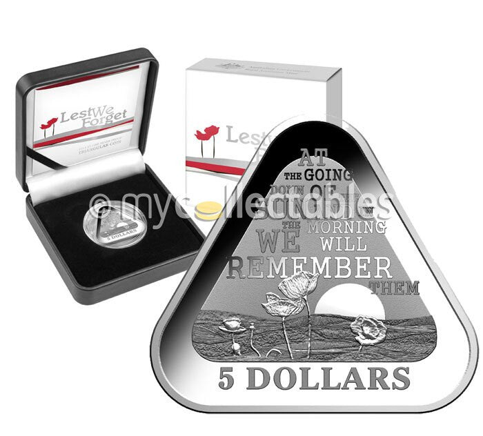 2014 $5 Fine Silver Proof Triangular Coin - Lest We Forget – My ...