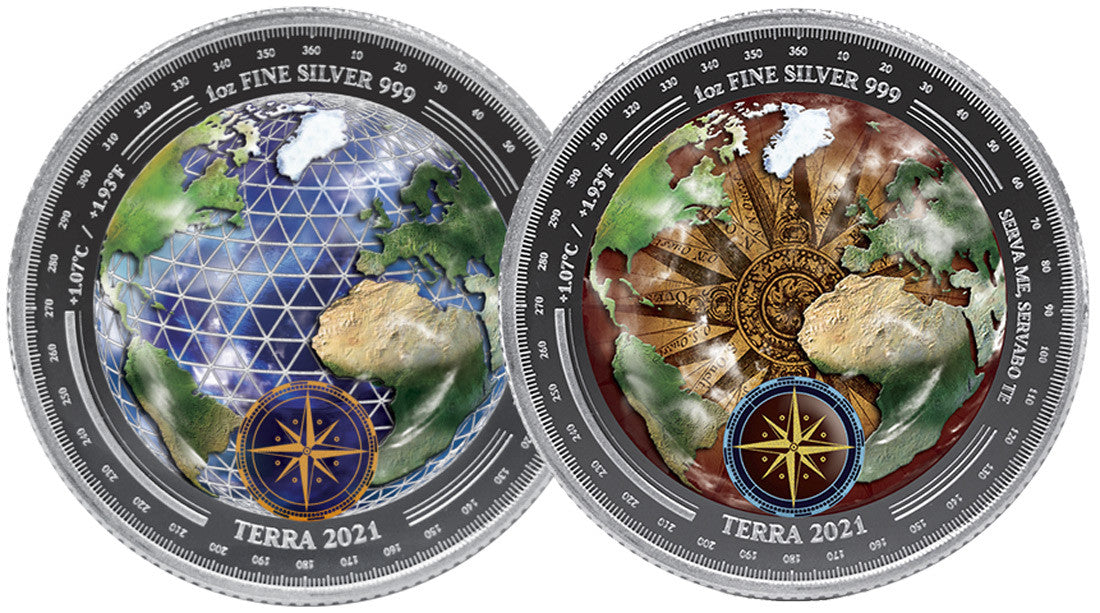 2021 Terra 1oz Silver .999 BU Coins - Set of 2 - Colorized & Color ...