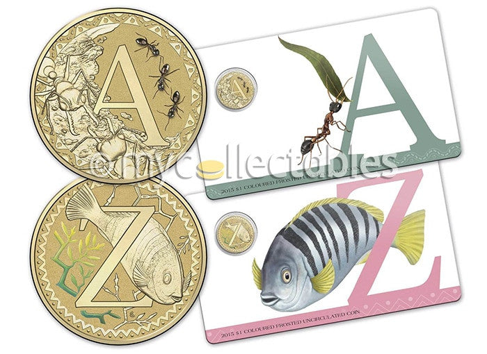 2015 $1 Colour Printed Frosted Unc Alphabet Collection Coins - A-Z ...