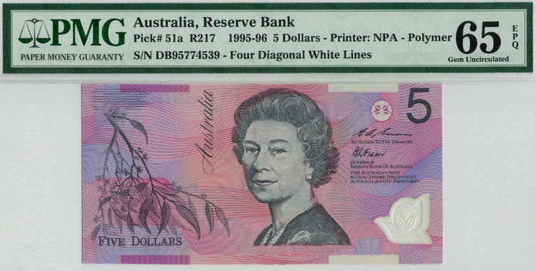 1995 Reserve Bank of Australia $5 Polymer - PMG 65 EPQ Gem Unc. – My ...