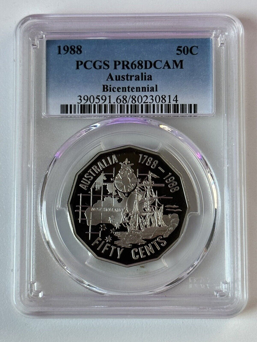 1988 Australian 50c Bicentennial PCGS PR68DCAM Proof Coin – My Collectables