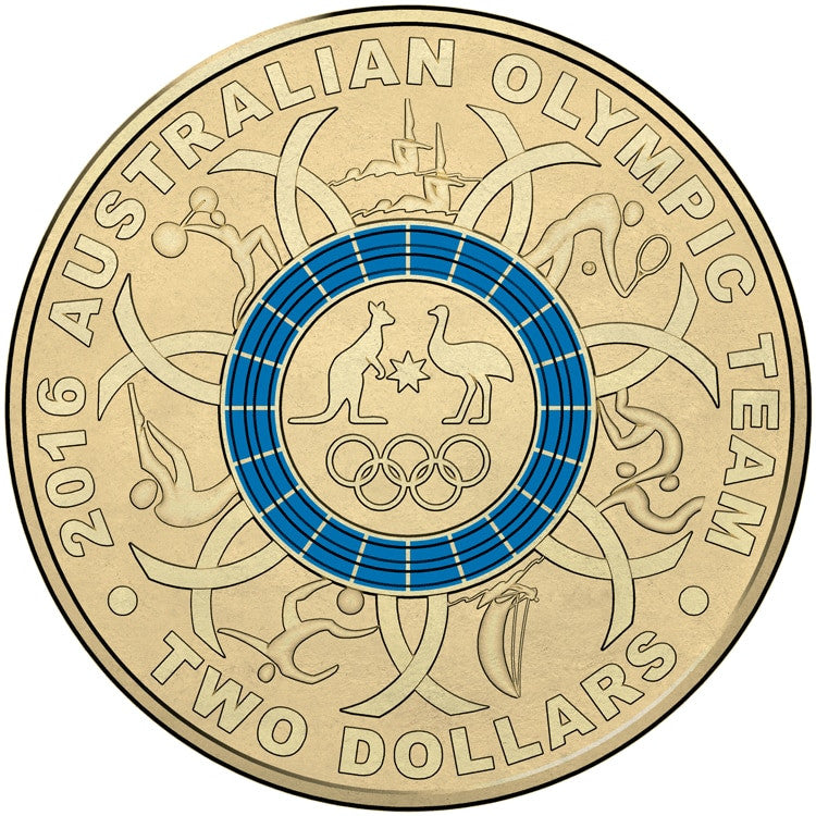 2016 $2 Coloured Coin - Australian Olympic Team - BLUE – My Collectables