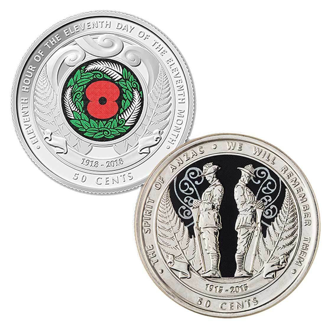 2015 & 2018 New Zealand 50c Commemorative Coin - Anzac | Armistice – My ...