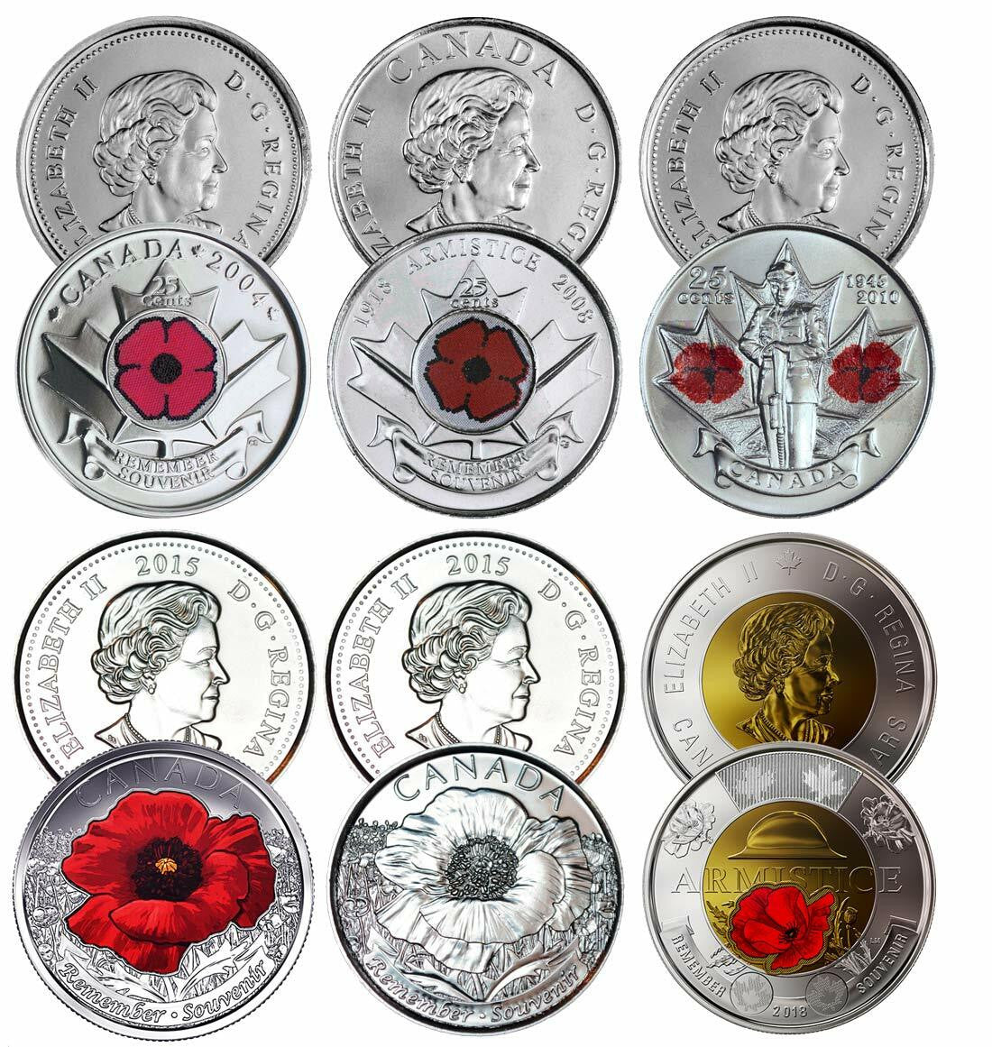 Canadian Remembrance Day Poppy Coins Set of 6 – My Collectables